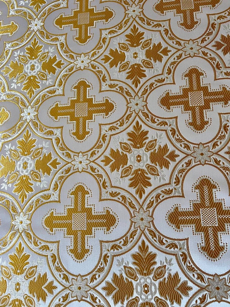 Church Fabric in White and Gold, Nonmetallic Brocade, Liturgical ...