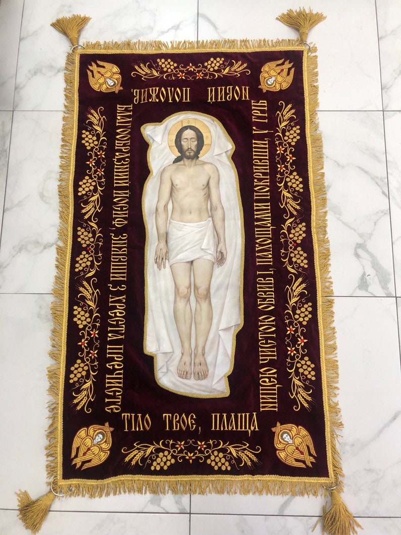 Orthodox Church Shroud, Jesus Christ Embroidered Shroud, Epitaphios ...