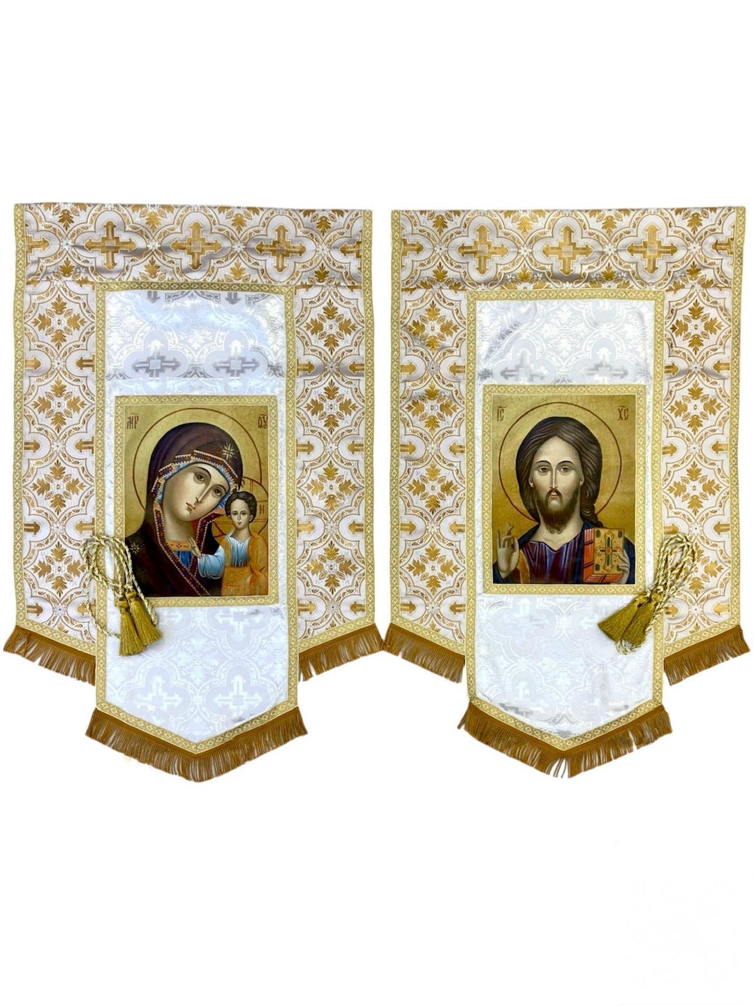 Church Banner With the Icon of Theotokos and Christ Our God, Horugvies ...