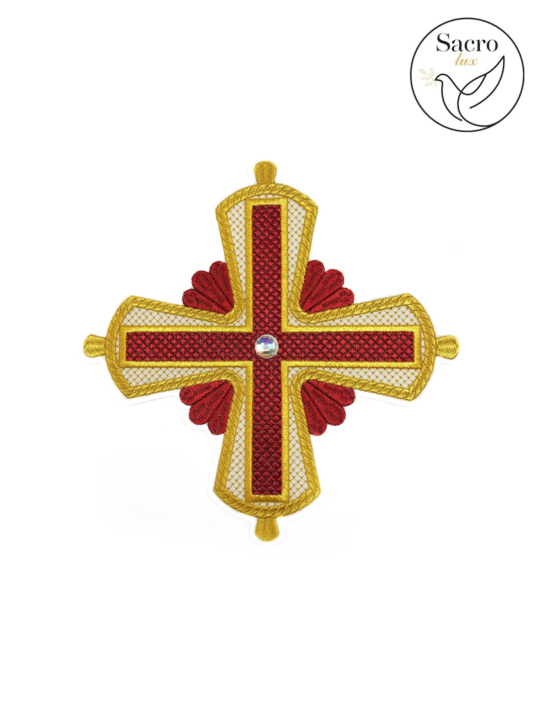 Christian Cross Machine Embroidery Appliqué Patch, Church Vestment ...