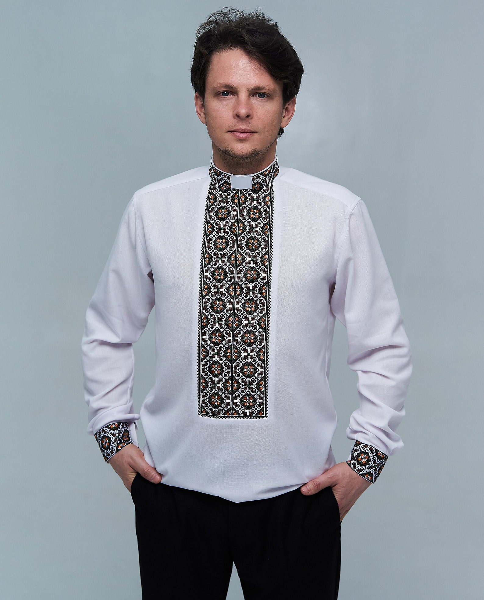 Embroidered Shirt for Priest, Religious Shirt, Ukrainian Vyshyvanka ...