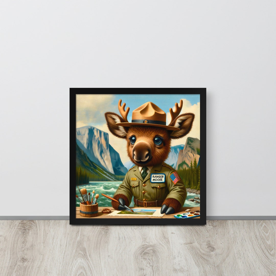 Framed Baby Animal Ranger Moose Wilderness Camper Poster Print - Etsy
