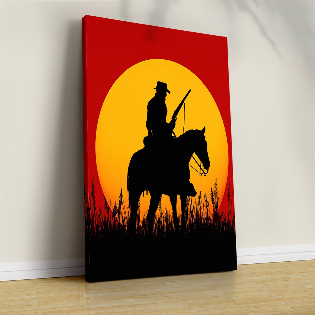 Western Cowboy Printing Vintage Wall Art Mid Century Decor Vintage Film ...