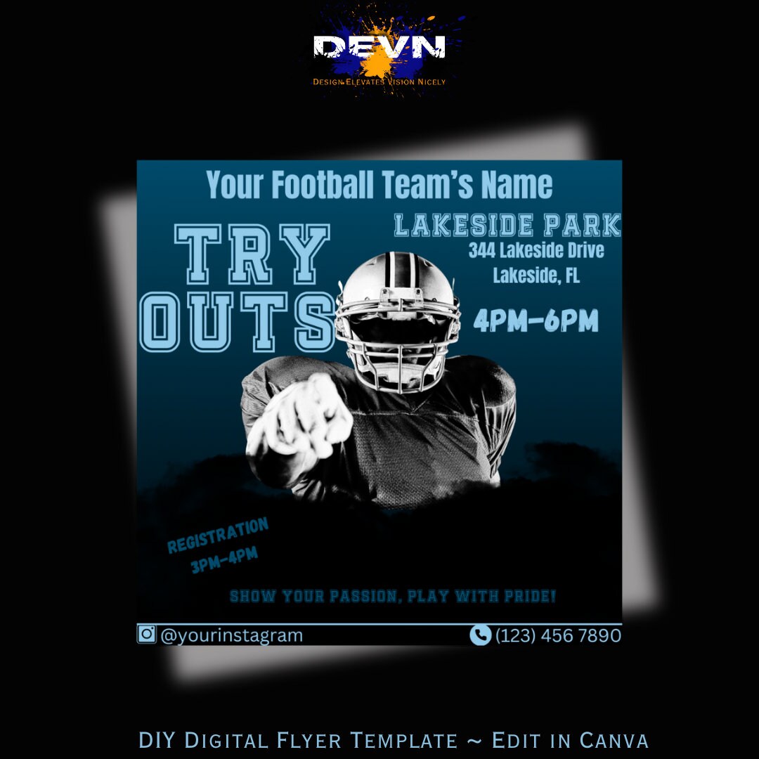 Football Tryout Flyers - Etsy