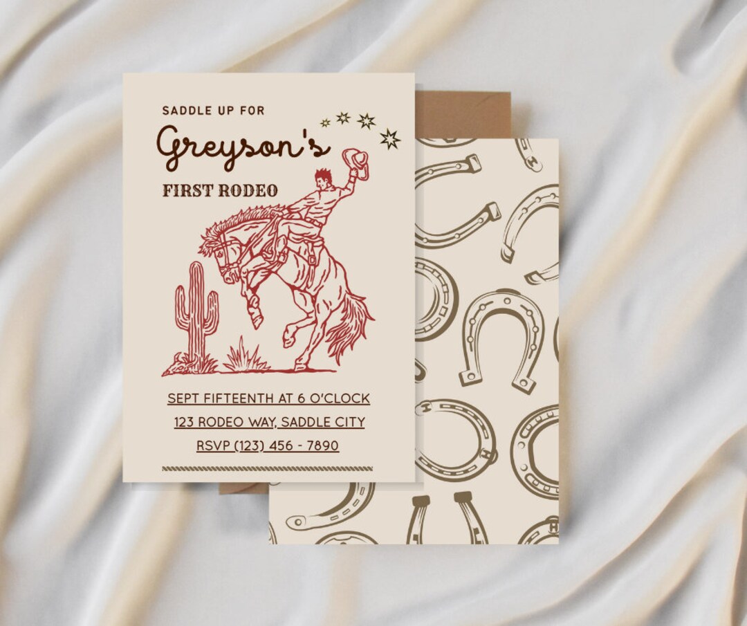 First Rodeo Editable Invitation Template First Rodeo Birthday Party ...