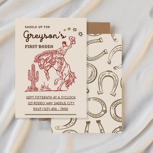 First Rodeo Editable Invitation Template First Rodeo Birthday Party ...