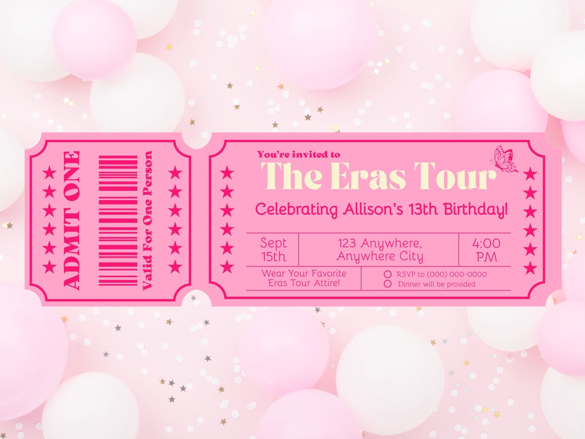 Editable in My Birthday Era Ticket Invitation Taylor Swift Birthday ...