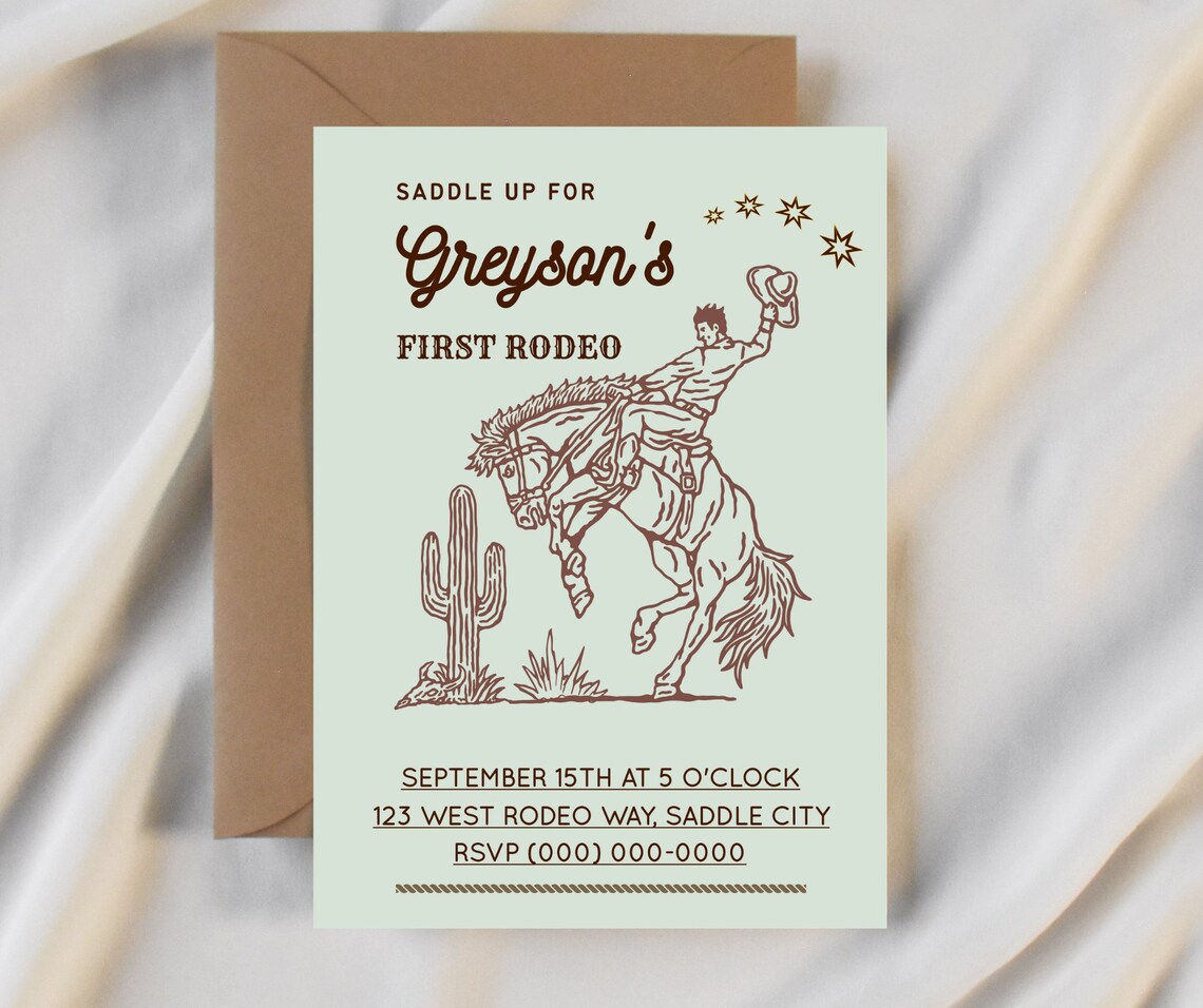 First Rodeo Editable Invitation Template First Rodeo Birthday Party ...