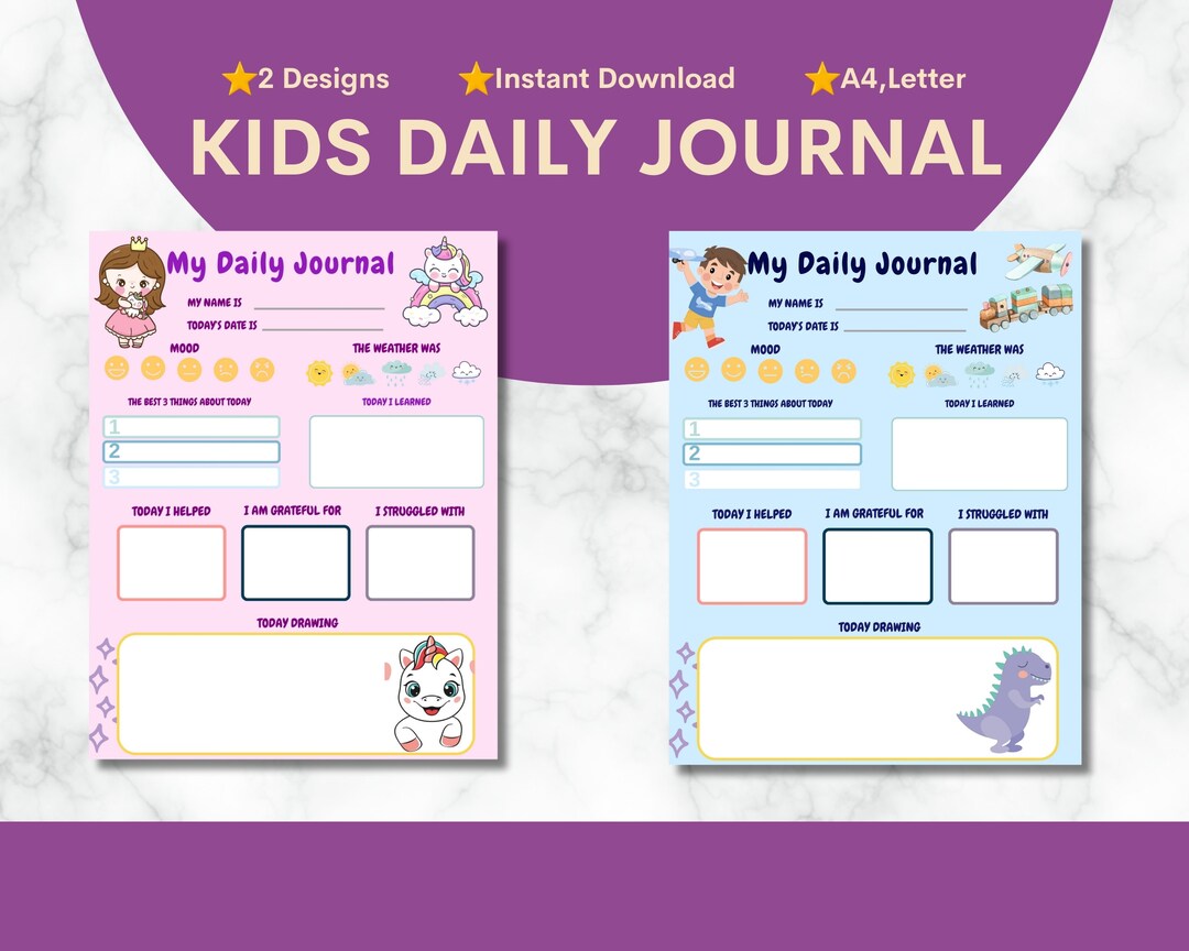 Kids Daily Journal Printable / Journal for Kids / Diary for Children ...