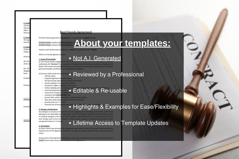 Editable 'best Friends Agreement' Novelty Contract Template - Etsy