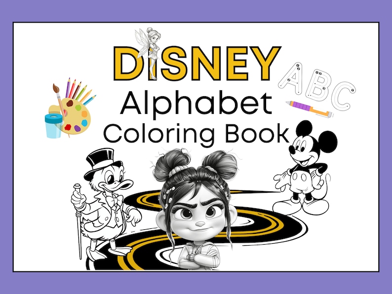 Printable Disney Coloring Sheets - Alphabet Disney Character Pages for ...