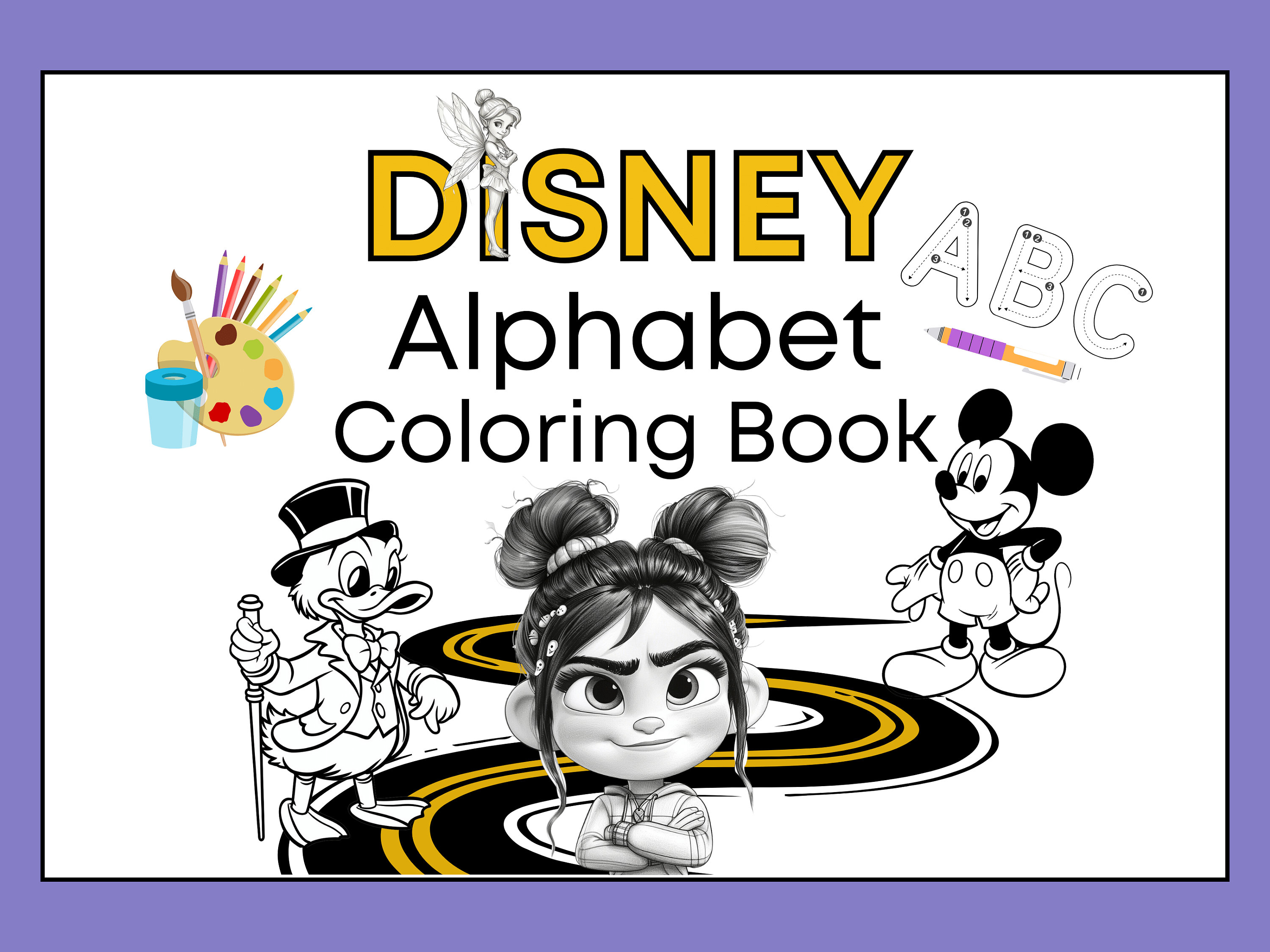 Printable Disney Coloring Sheets - Alphabet Disney Character Pages for ...
