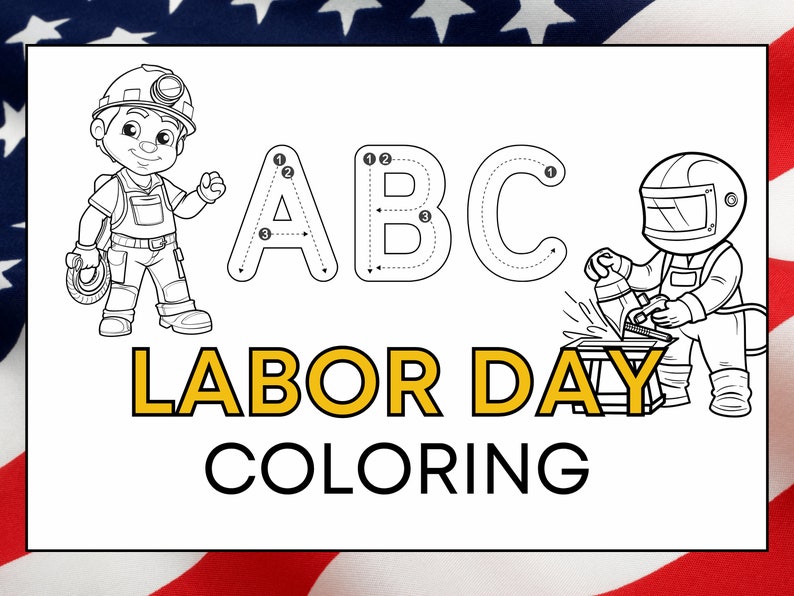 Printable PDF Labor Day Alphabet Coloring Pages: Kids Activities - Etsy