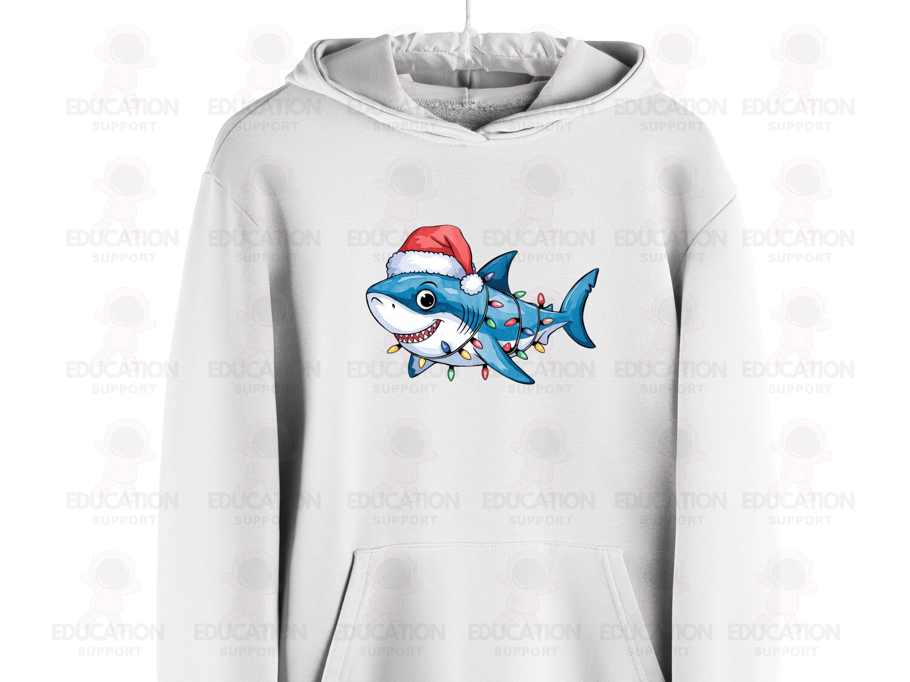 Santa Shark Christmas Lights SVG, Funny Xmas Baby Shark PNG, Holiday ...