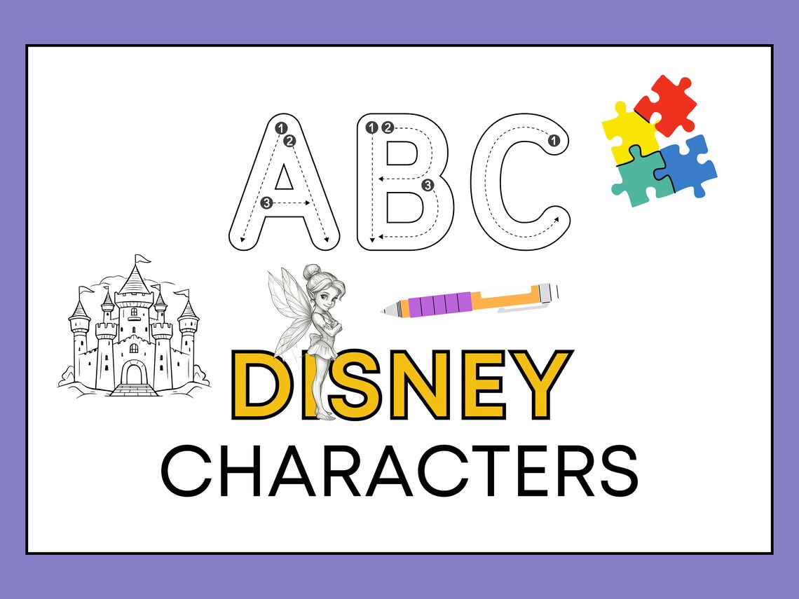 Printable Disney Coloring Sheets - Alphabet Disney Character Pages for ...