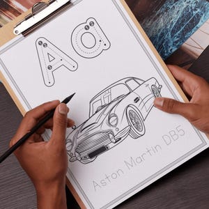 Classic Car Coloring Page, Vintage Printable Car ABC Coloring Page ...