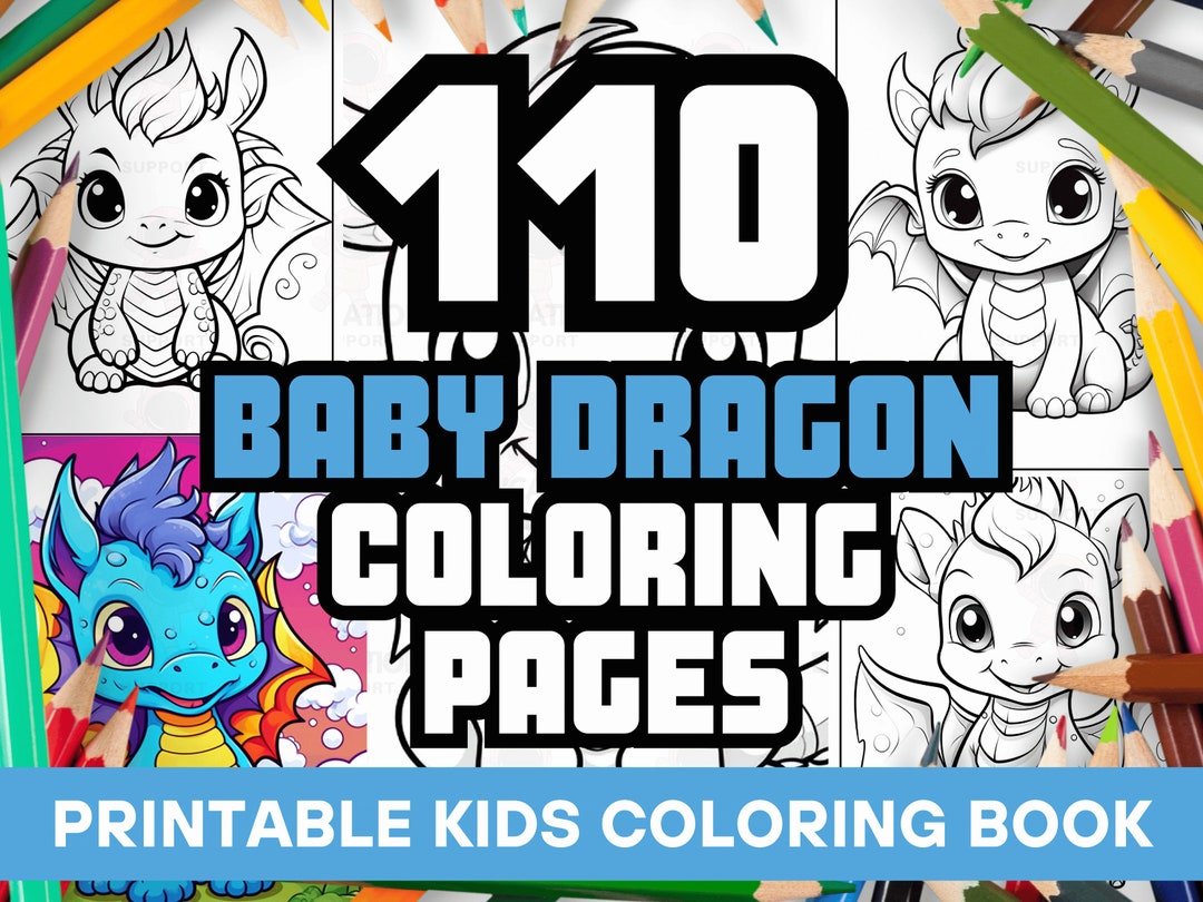 Cute Baby Dragon Coloring Book Pages - 110 Charming Illustrations for ...