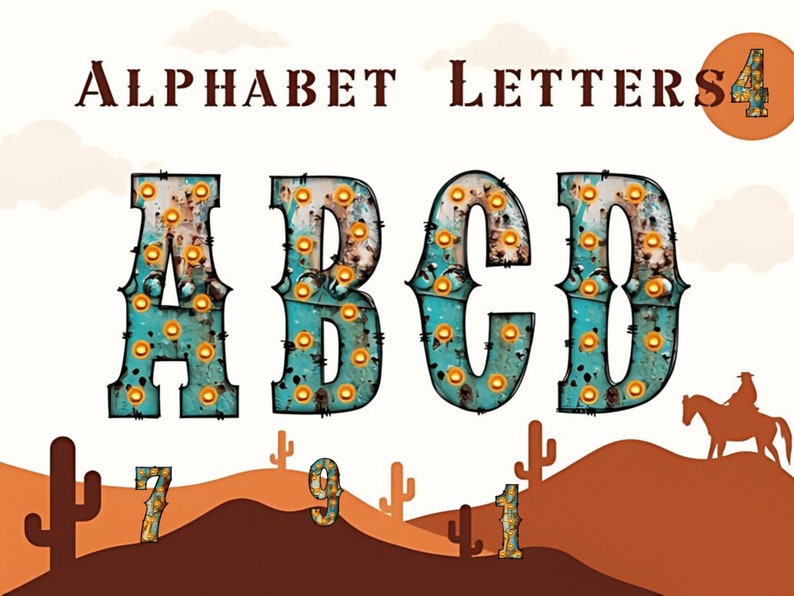 Rustic Western Font: Cowboy Alphabet Letters A-Z (PNG Digital Download ...