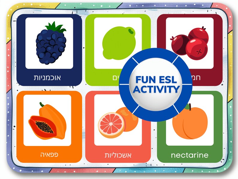 Fun Hebrew Learning Flashcards for Kids: 48 Fruit Cards, Preschool ...
