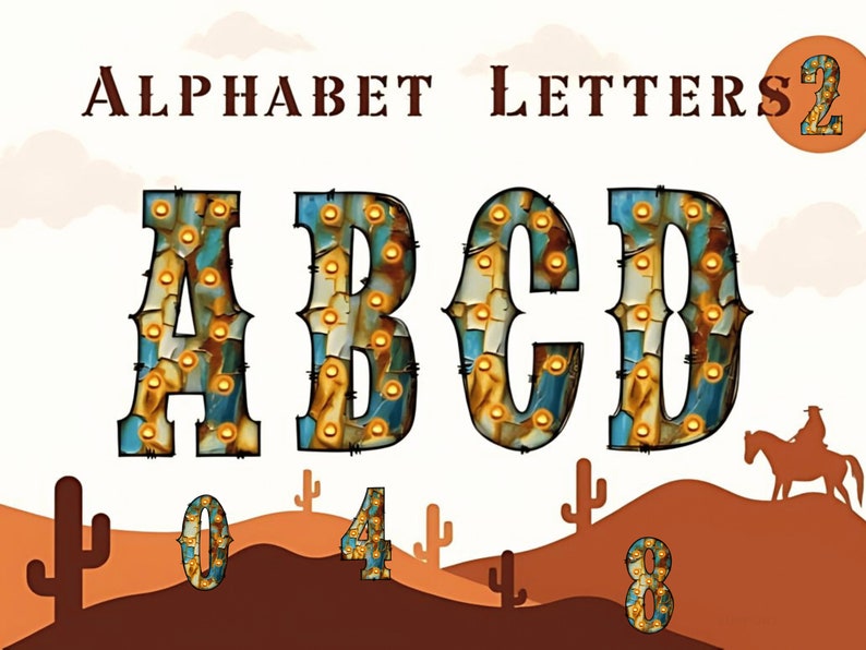 Western Alphabet Doodle Rust Cowboy Font 4 Rustic Western Fonts, Ideal ...