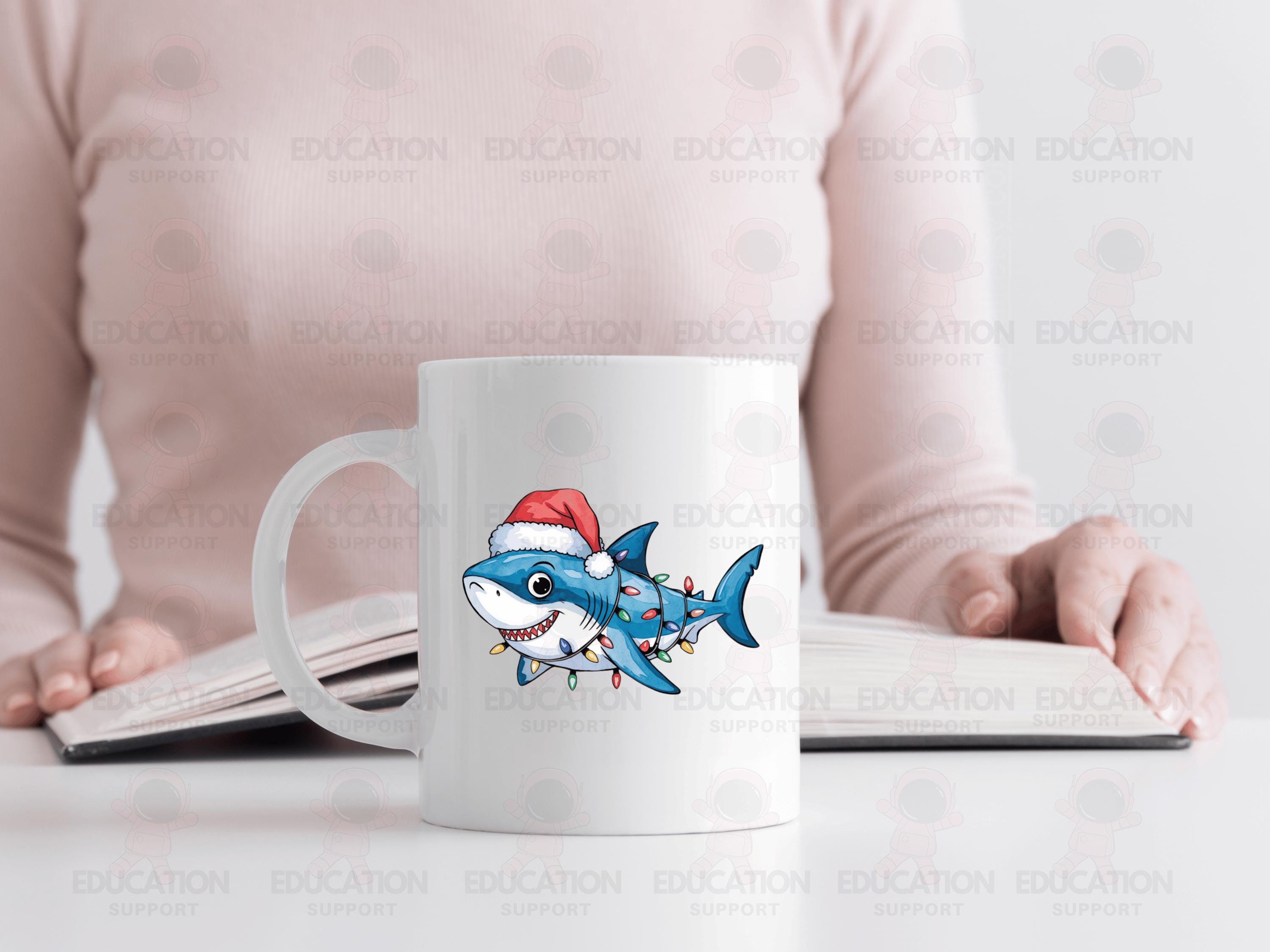 Santa Shark Christmas Lights SVG, Funny Xmas Baby Shark PNG, Holiday ...
