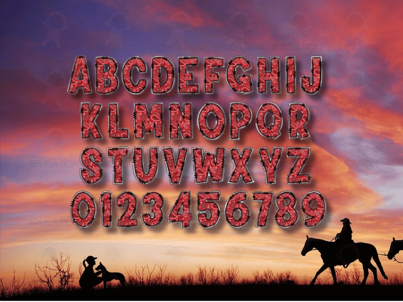 Cowboy Alphabet Letters A-Z PNG Rustic Western Font, Ideal for ...