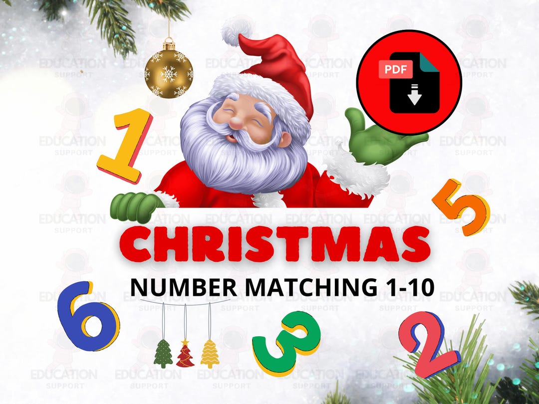 Printable Christmas Number Matching 1-10 - Christmas Math Worksheets ...