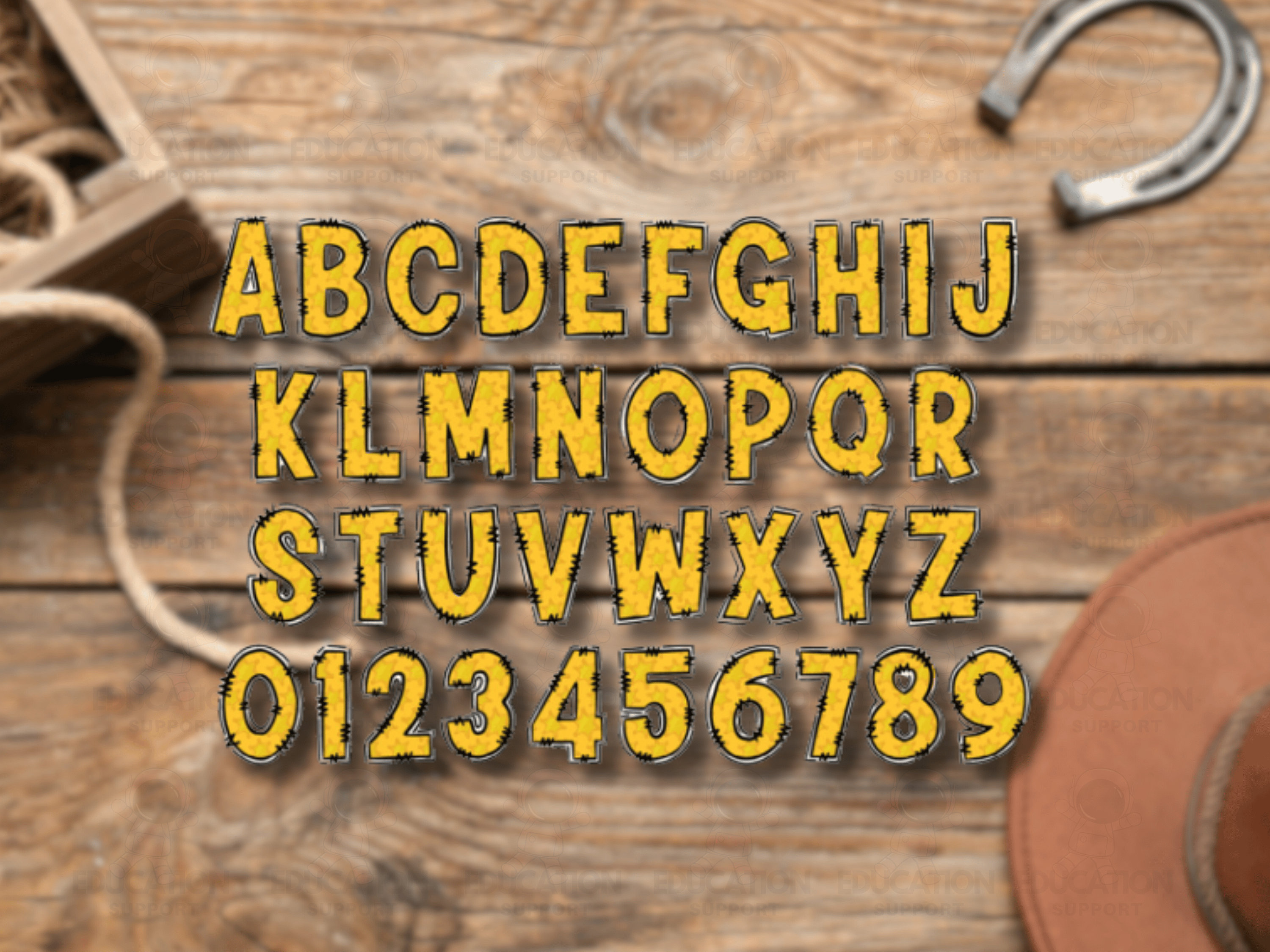 Cowboy Alphabet Letters A-Z PNG - Rustic Western Font, Ideal for ...
