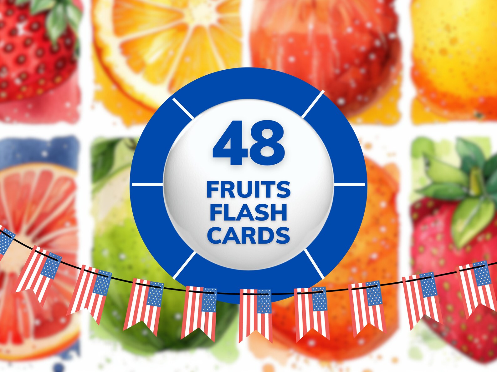 Vocabulary Cards, Colorful Fruit Flash Cards, English Learning Game ...