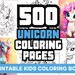 Unicorn Coloring Sheets - 500 Printable Cute Designs PNG for Creative ...