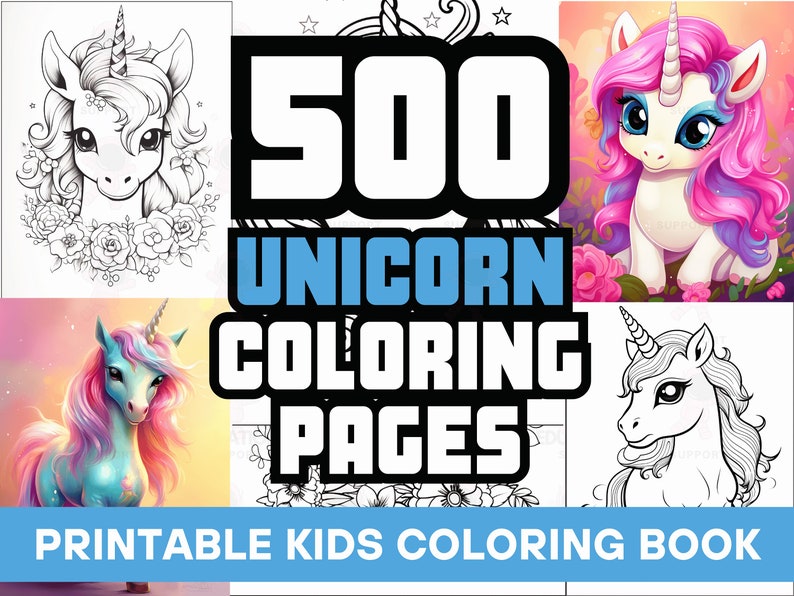 Unicorn Coloring Sheets - 500 Printable Cute Designs PNG for Creative ...