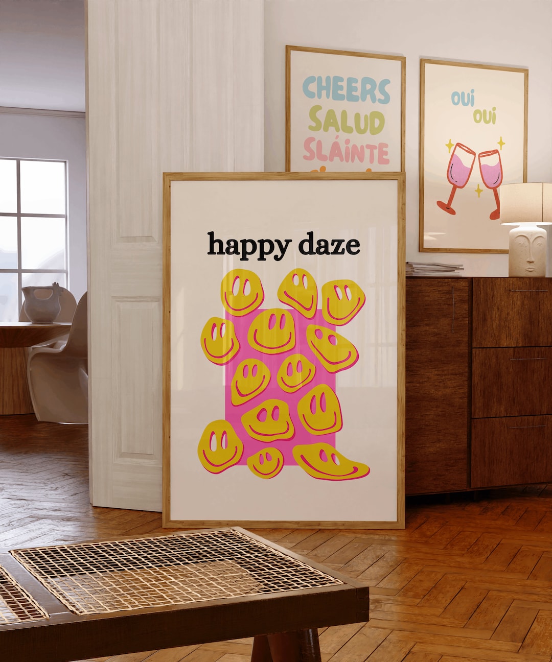 Pink Happy Days Trippy Trendy Retro Funky Smiley Face Cool Girl Girly ...