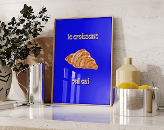 Le Croissant Print Food Art, Bakery Art, Croissant Art, French Art ...