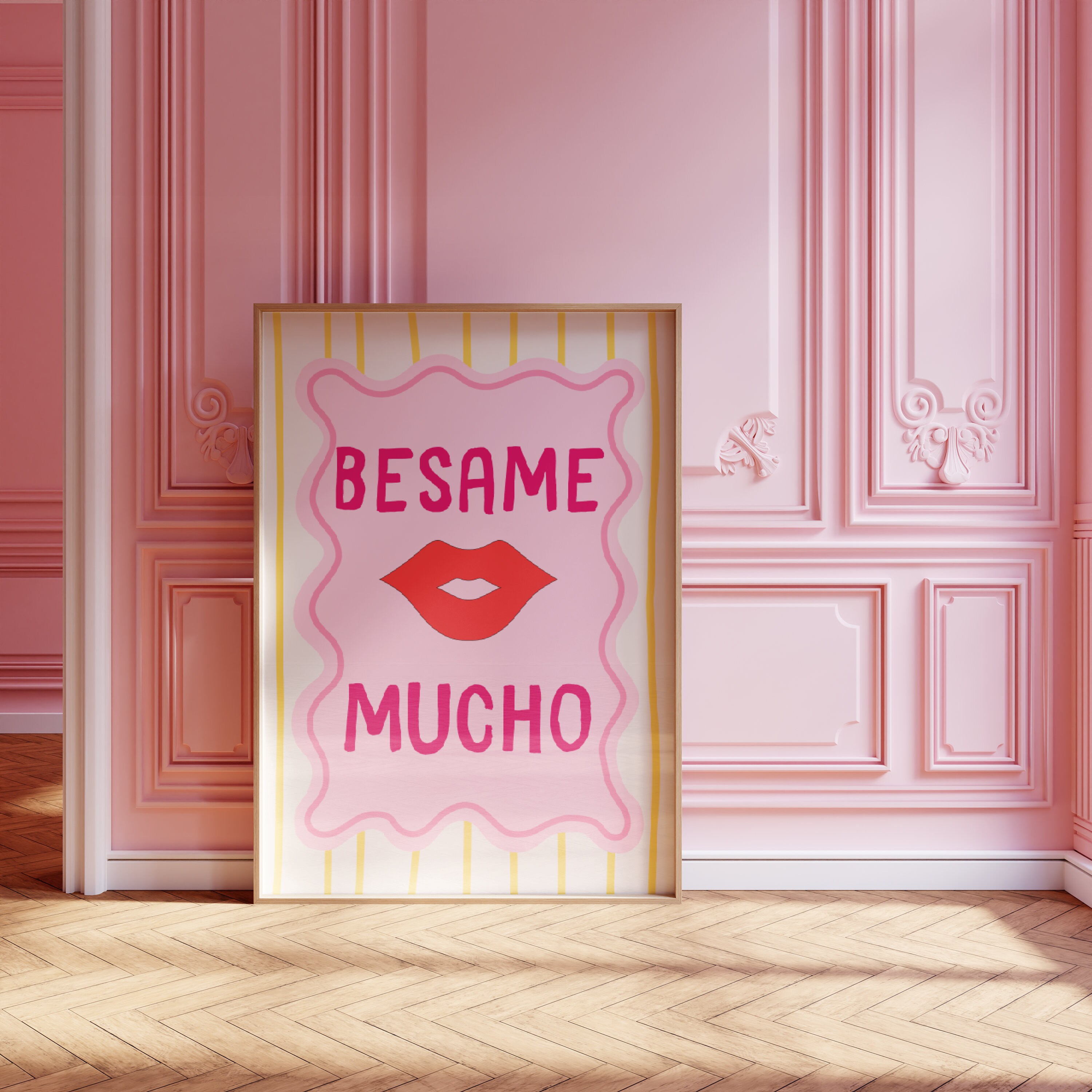 Besame Mucho Print Spanish Quote Poster Kiss Lips Wall Art Printable ...