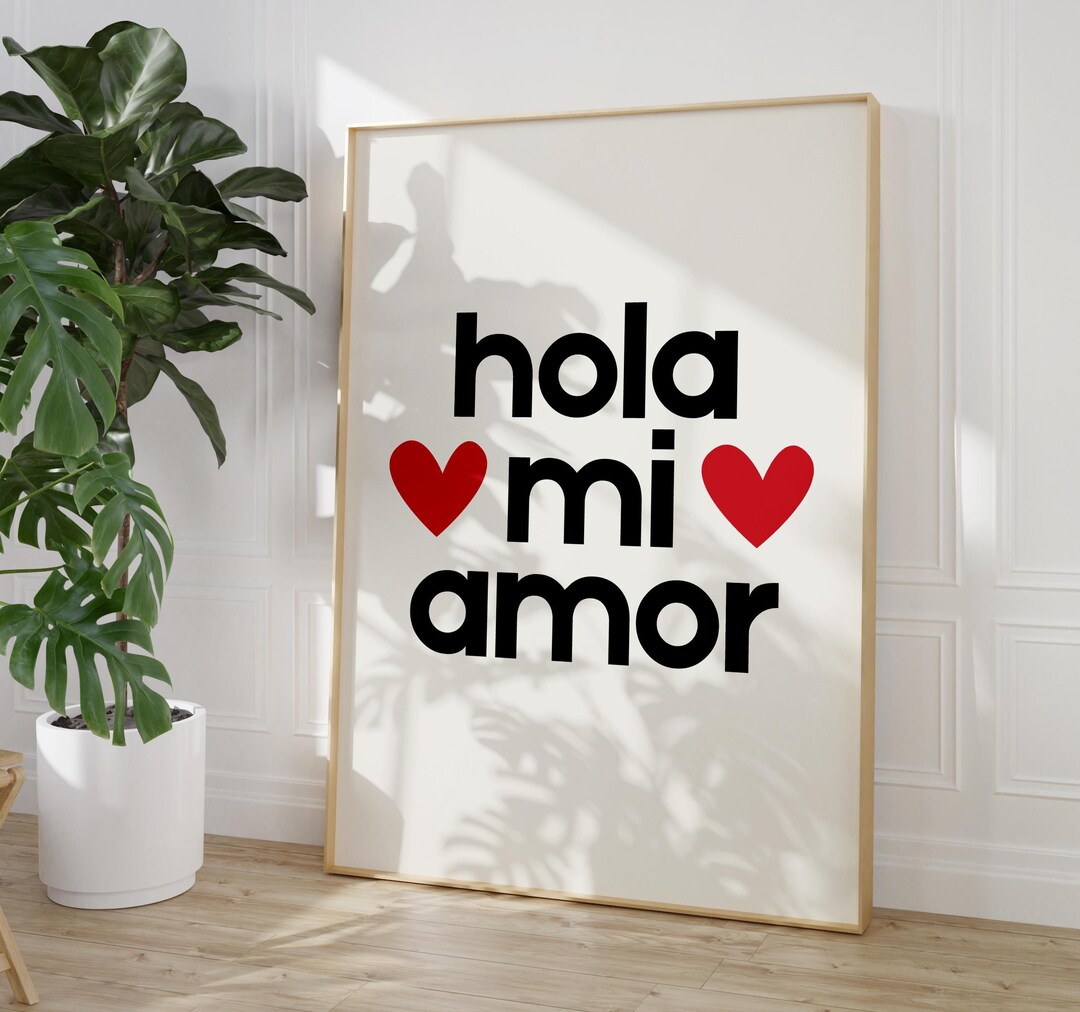 Hola Mi Amor Print Maximalist Art Print Love Poster Preppy Room Decor ...