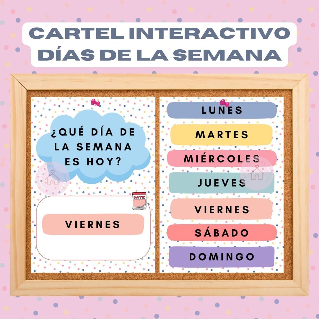 Cartel Interactivo de los días de la semana en español/castellano y ...