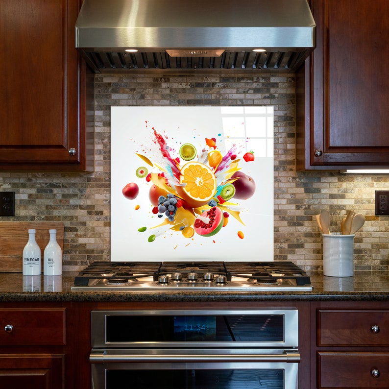 Kitchen Decor, Tempered Glass, Stove Backsplash Panel for Kitchen ...
