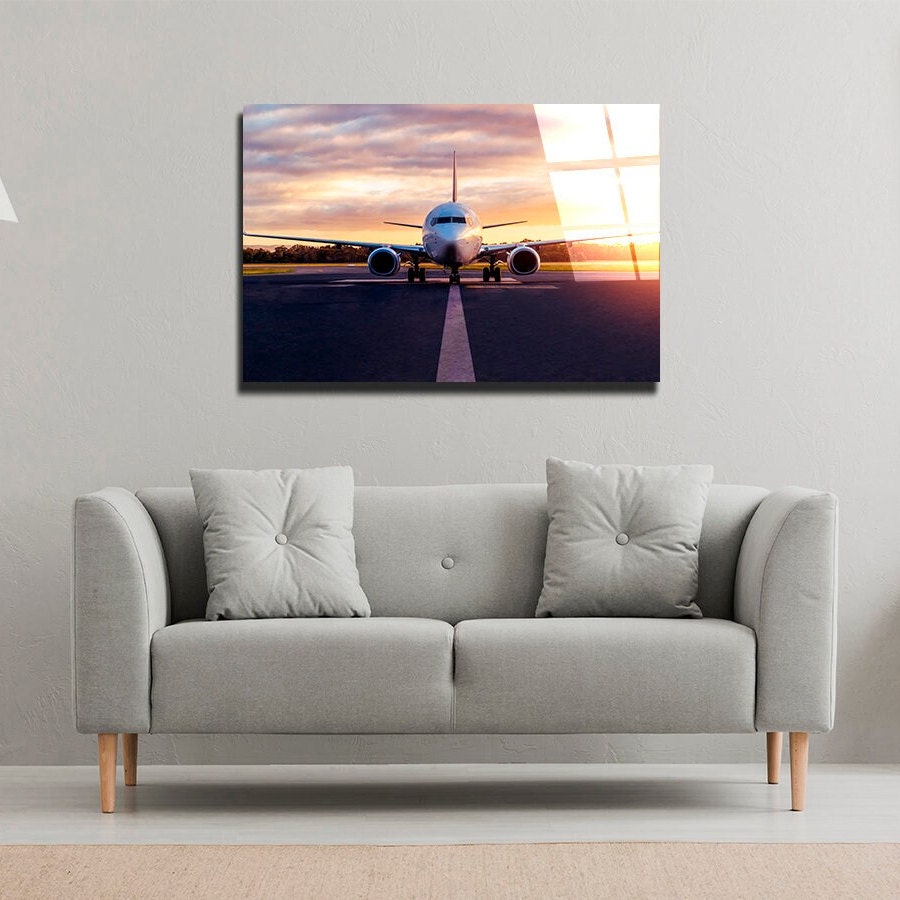 Art on Glass "airplane", Large Size, Print on Glass, Office Decor ...
