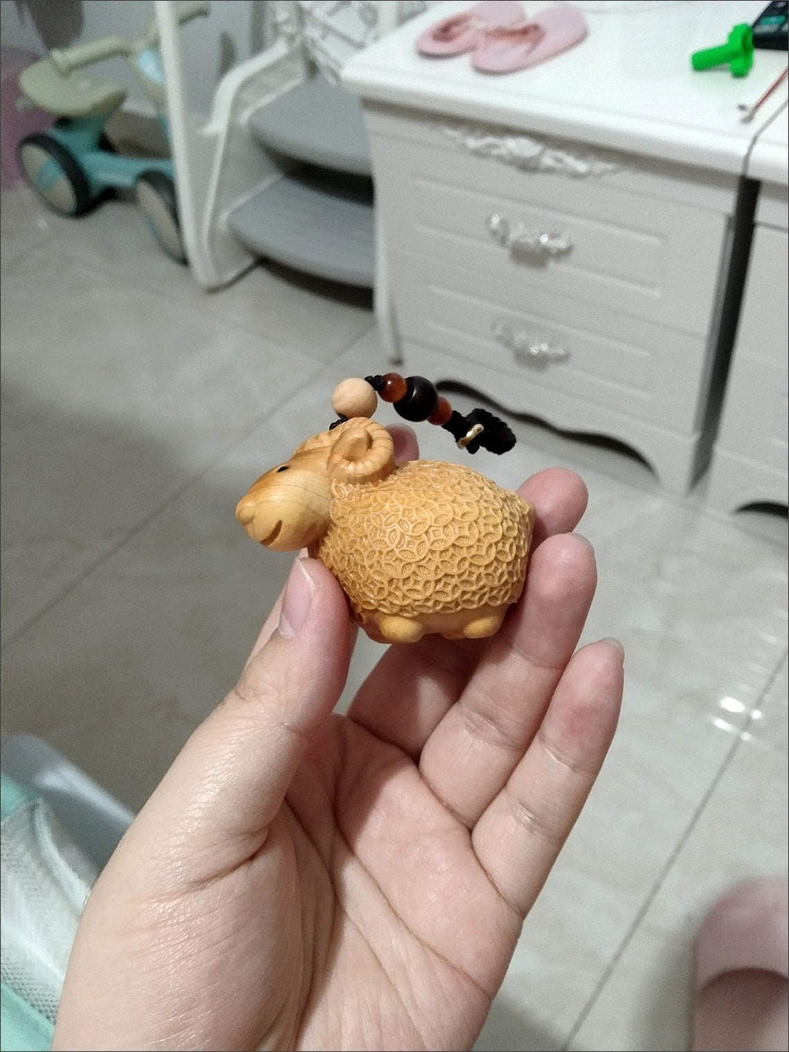 Cedar Wood Carving: Popular Lucky Sheep Car Ornament, Handcrafted ...