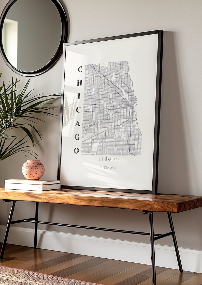 Chicago Map Print, Chicago Wall Art,minimalist Travel Print, Minimalist ...