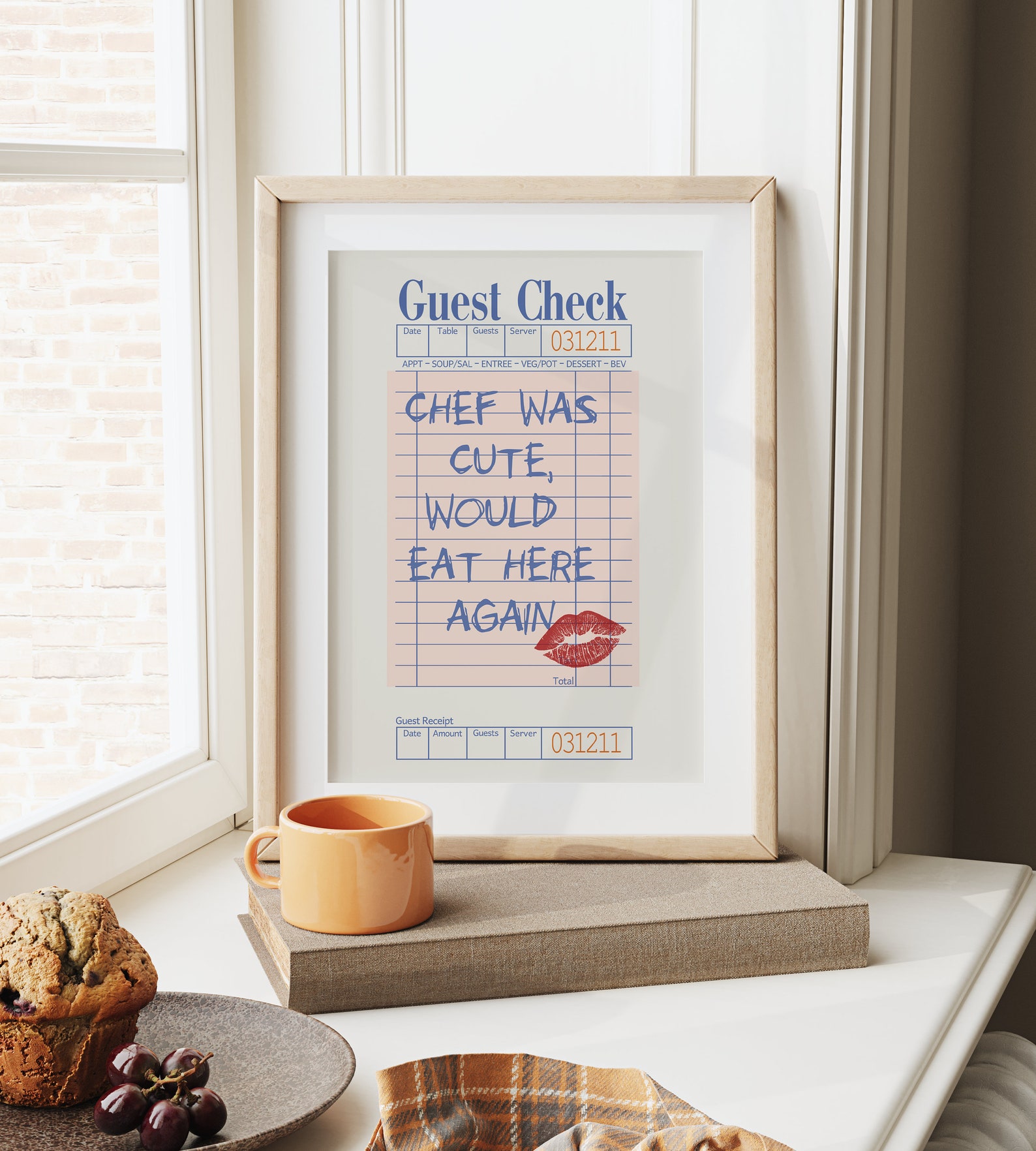 Chef Was Cute Would Eat Here Again, Guest Check Print, 70s Style ...