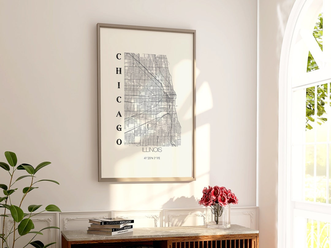 Chicago Map Print, Chicago Wall Art,minimalist Travel Print, Minimalist ...
