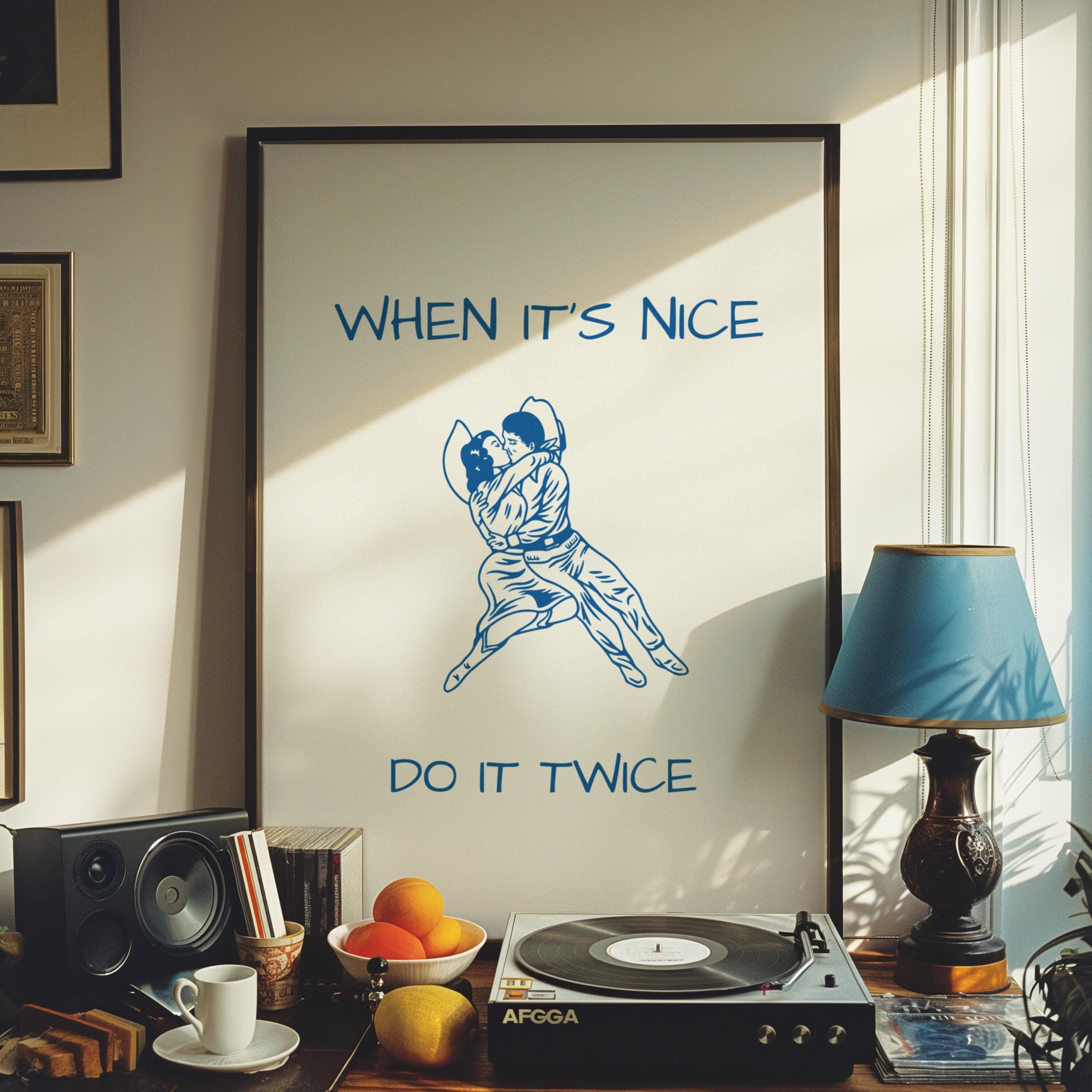 When Its Nice Do It Twice, Minimalist Western Art, Retro Cowgirl Print ...