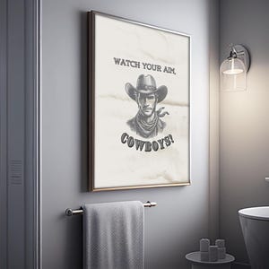 Funny Cowboy Bathroom Art Print,cowboy With Short Pistol,humour Men ...
