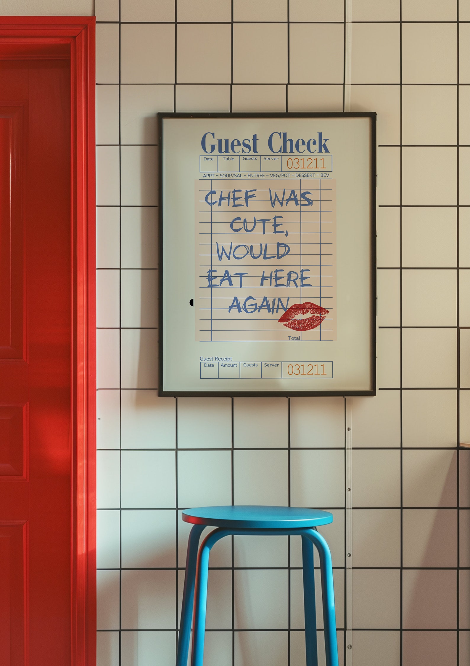 Chef Was Cute Would Eat Here Again, Guest Check Print, 70s Style ...