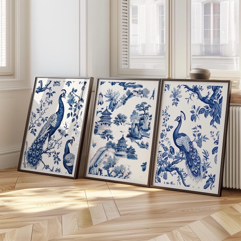 Chinoiserie Wall Art,french Country Decor,vintage Landscape Wall Art ...