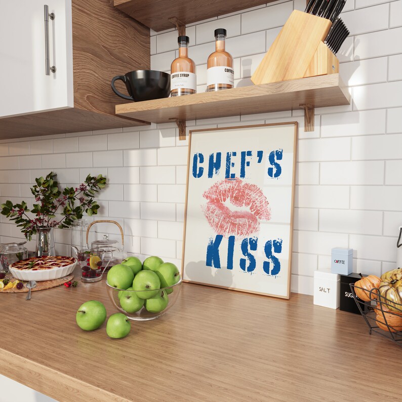 Chefs Kiss Print, 70s Style Kitchen Print, Retro Kitchen Artwork ...