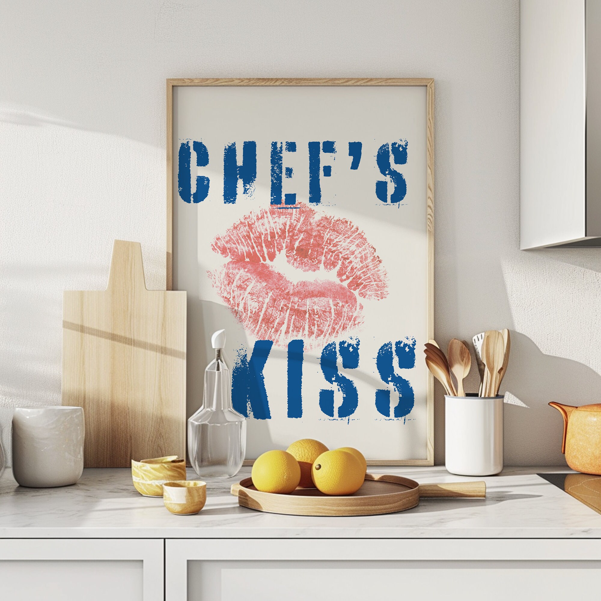 Chefs Kiss Print, 70s Style Kitchen Print, Retro Kitchen Artwork ...