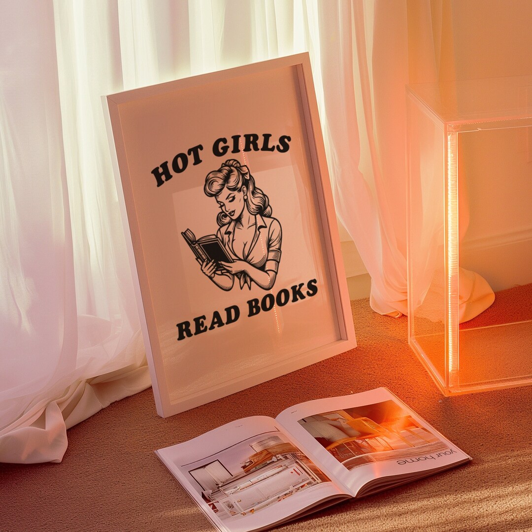Hot Girls Read Books, Trendy Reading Poster, Book Lovers Gift, Retro ...