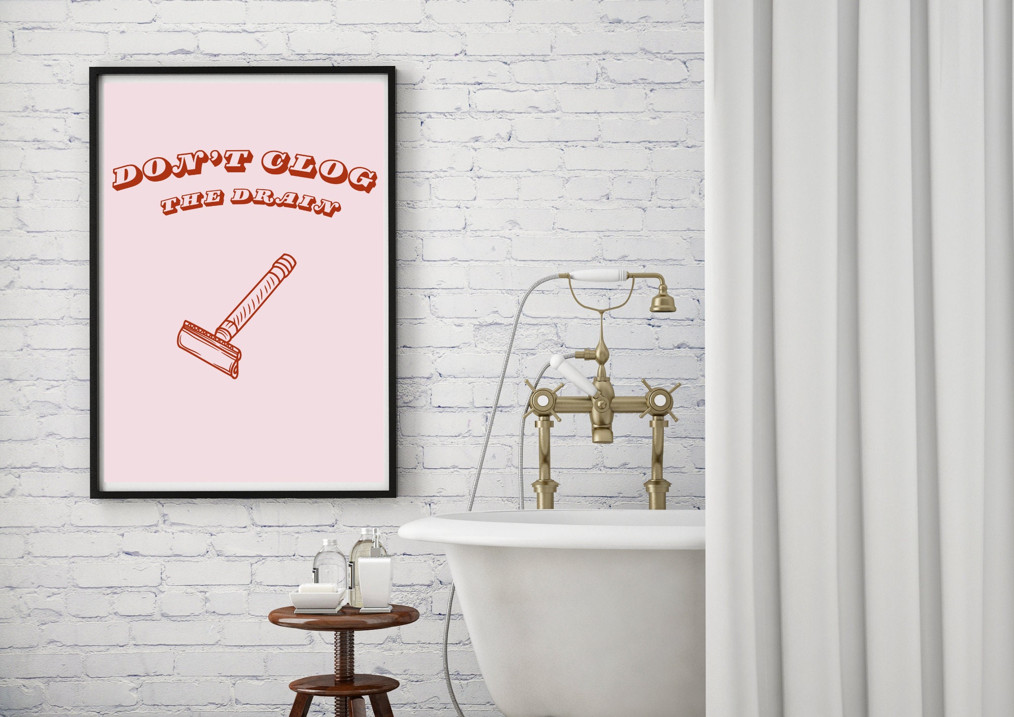 Don't Clog the Drain Poster, Humorous Bathroom Wall Art, Razor Wall Decor, Girls Bathroom Art ...